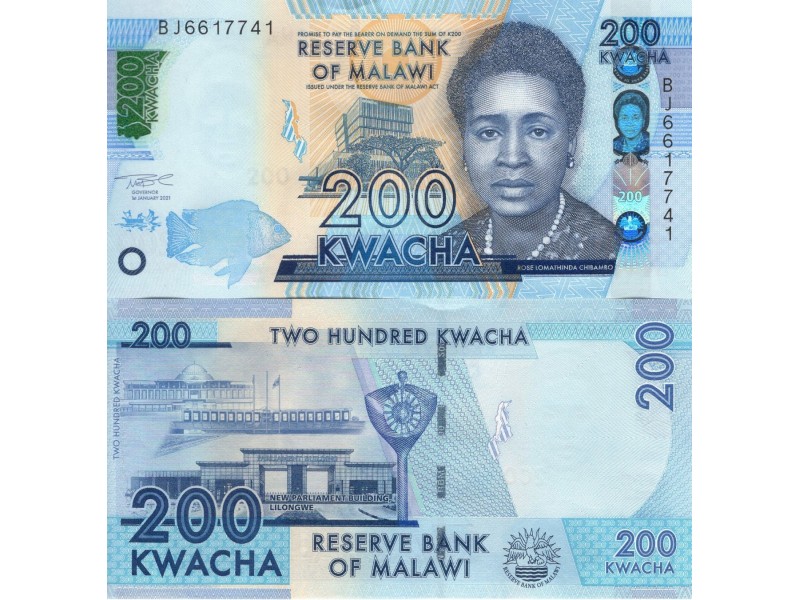 Malavi MALAWI 200 Kwatcha 2021 UNC, P-new