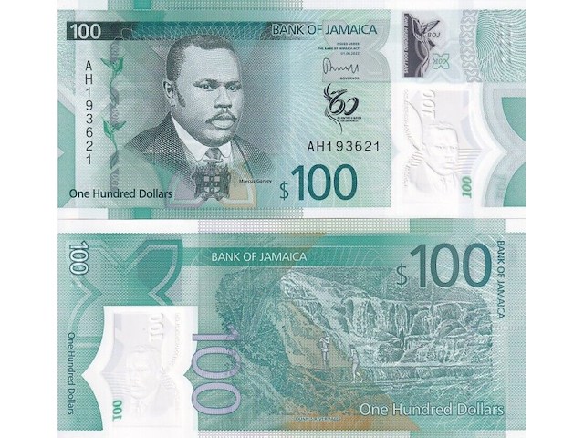 JAMAICA Jamajka 100 Dollars 2022 UNC, P-97 Polymer