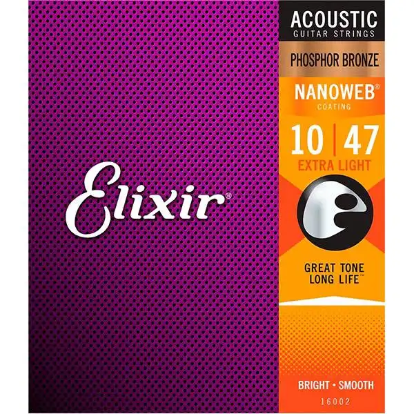 Elixir 10-47 Phosphor Bronze Acoustic Guitar Strings NANOWEB Coating Extra Light - Žice za akustičnu gitaru