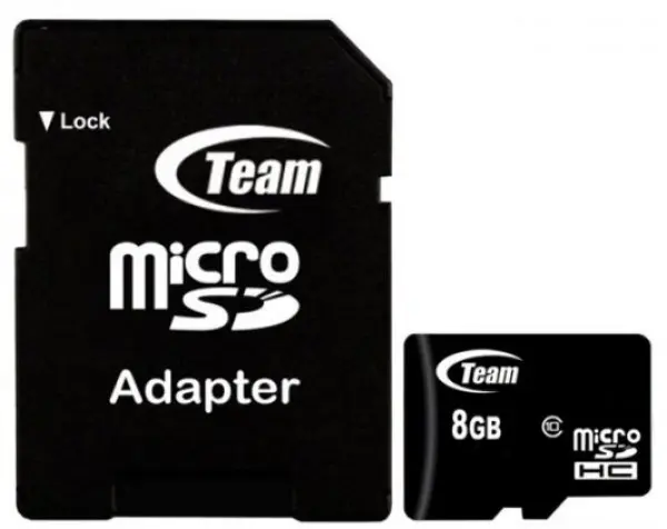 TEAM GROUP Micro SDHC 8GB CLASS 10+SD Adapter TUSDH8GCL1003 crni