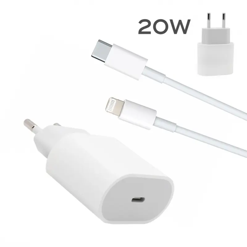 Kućni punjač PD Fast charger 20W 3A za iPhone 11/12 sa PD lightning kablom HQ CE beli