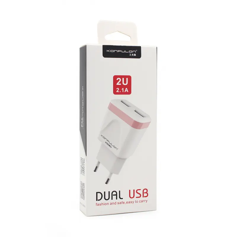 Kućni punjač KONFULON C31+S05 2xUSB 5V 2.1A sa iPhone lightning kablom beli