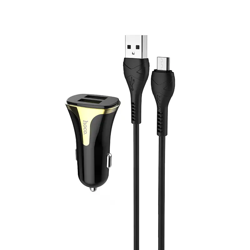 Auto punjač HOCO Z31 QC3.0 2xUSB sa micro USB kablom crni