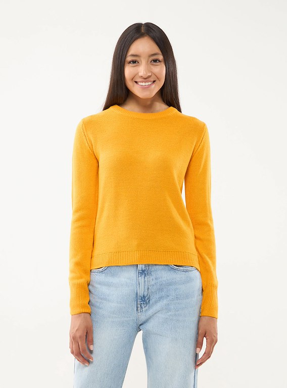 Single-colour crew neck jumper Žuta