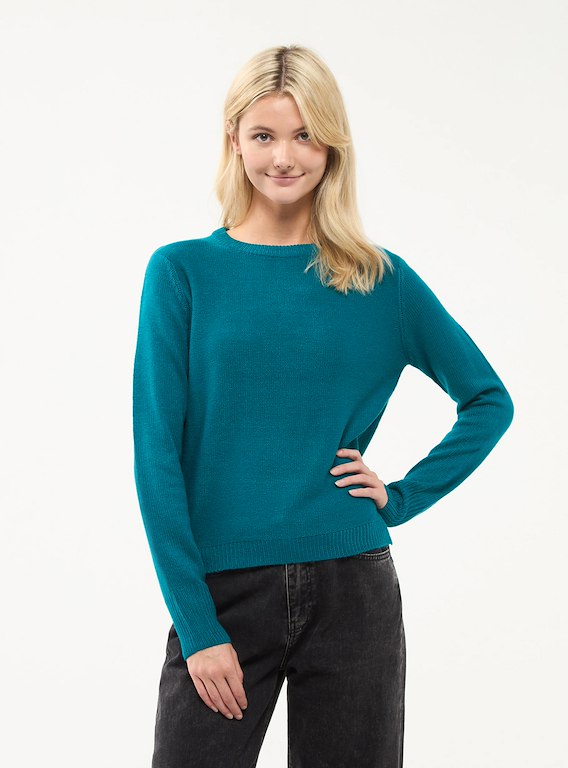 Single-colour crew neck jumper Zelena smaragdna