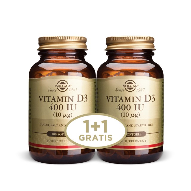 SOLGAR VITAMIN D3 1 + 1 GRATIS