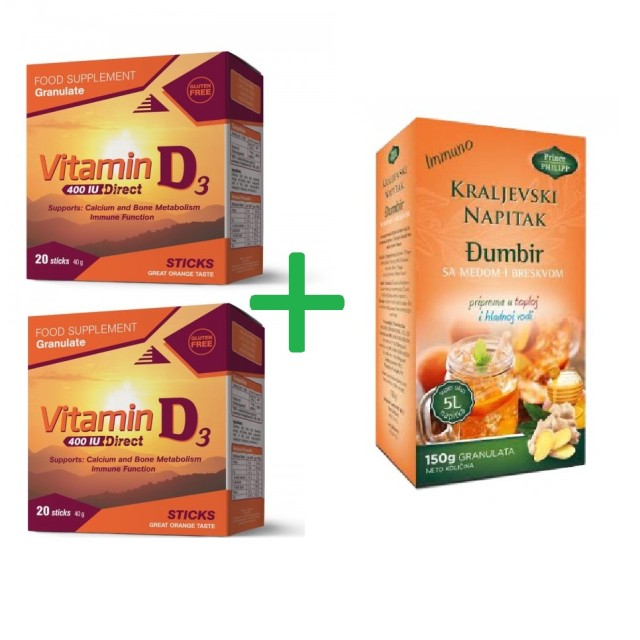 VITAMIN D3 400IU DIRECT DUO PACK PLUS KRALJEVSKI NAPITAK GRATIS