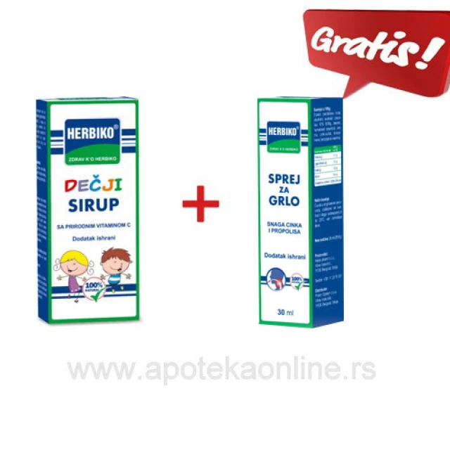 HERBIKO DEČJI SIRUP ZA KAŠALJ 125ml + HERBIKO SPREJ ZA GRLO GRATIS