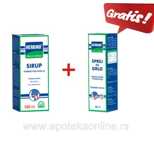 HERBIKO SIRUP ZA KAŠALJ 125ml + HERBIKO SPREJ ZA NOS GRATIS