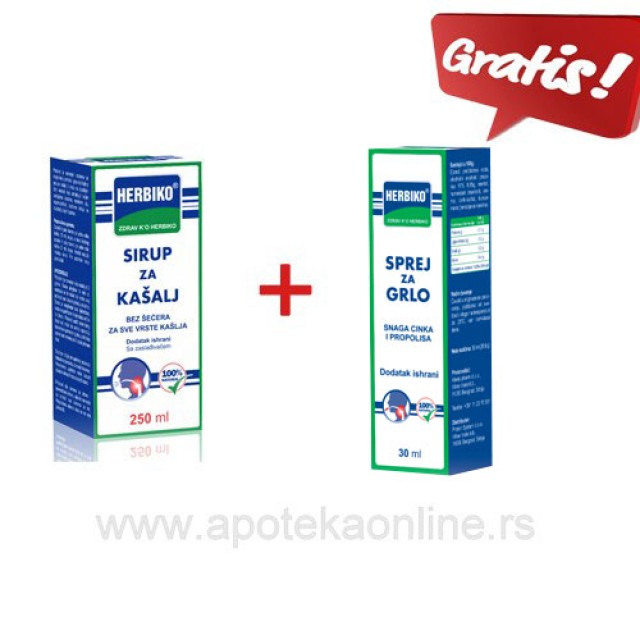 HERBIKO SIRUP ZA KAŠALJ 250ml + HERBIKO SPREJ ZA NOS GRATIS