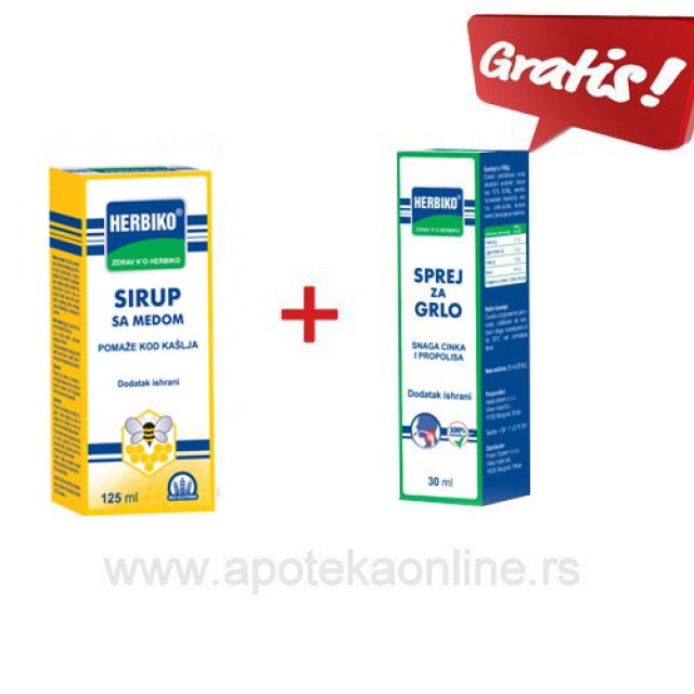 HERBIKO SIRUP ZA KAŠALJ SA MEDOM 125ml + HERBIKO SPREJ ZA NOS GRATIS