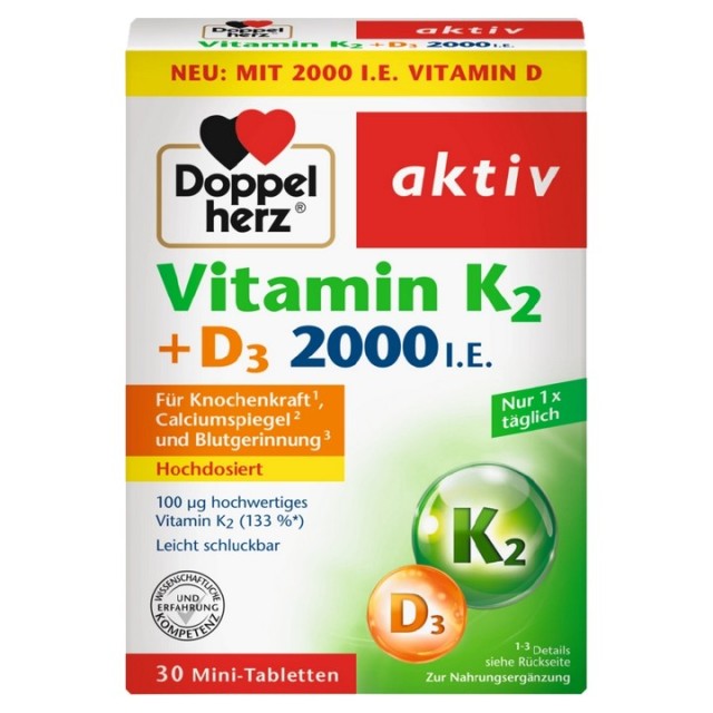 DOPPELHERZ AKTIV D3 2000IU + K2 100MCG - Preparat za pravilno funkcionisanje kostiju