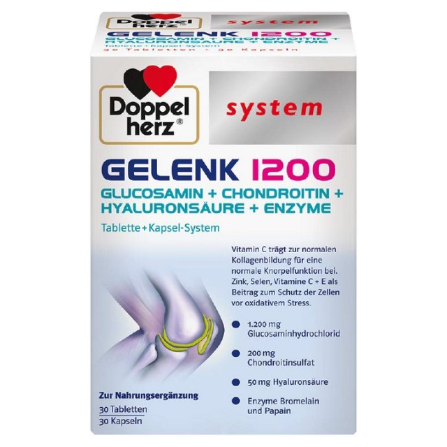 DOPPELHERZ SYSTEM GELENK 1200 - GLUKOZAMIN + KONDOITIN+HIJALURON+ENZIMI - Preparat za sprečavanje razaranje hrskavice