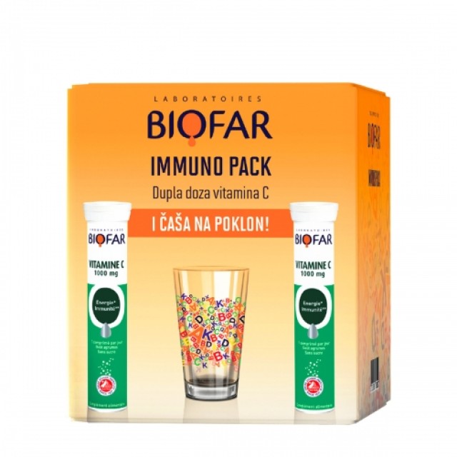 BIOFAR VITAMIN C 1000mg 2x20 ŠUMEĆIH TABLETA + POKLON BIOFAR ČAŠA