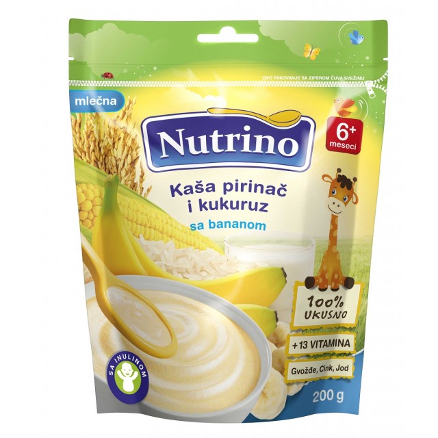 NUTRINO MLEČNA KAŠA PIRINAČ I KUKURUZ SA BANANOM 200G