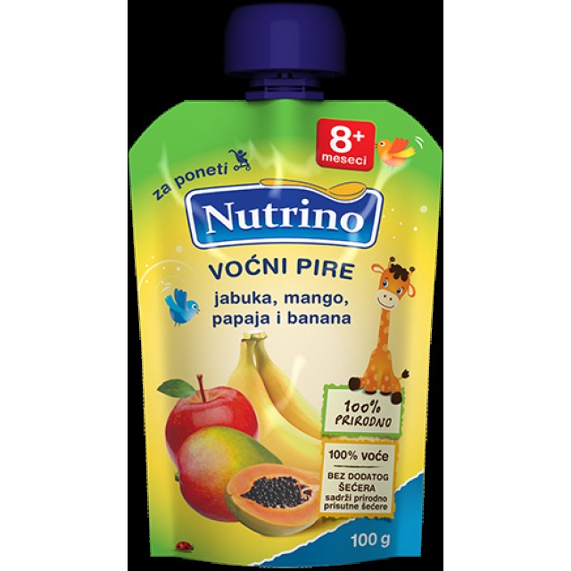 NUTRINO VOĆNI PIRE JABUKA MANGO PAPAJA I BANANA 100g