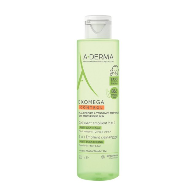 A-DERMA EXOMEGA CONTROL 2U1 EMOLIJENTNI GEL ZA ČIŠĆENJE 200ML - Preparat za suvu kožu za odojčad i decu