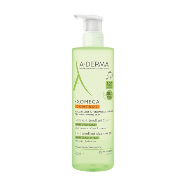 A-DERMA EXOMEGA CONTROL 2U1 EMOLIJENTNI GEL ZA ČIŠĆENJE 500ML - Preparat za suvu kožu za odojčad i decu