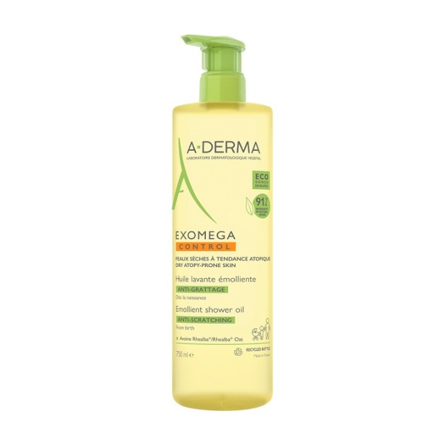 A-DERMA EXOMEGA CONTROL EMOLIJENTNO ULJE ZA TUŠIRANJE 750ML - Preparat za dnevnu higijenu suve kože sklone atopiji