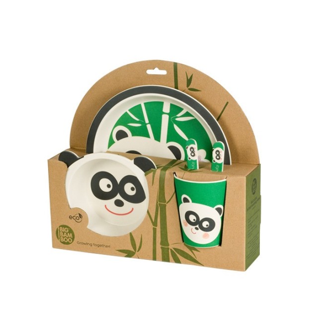 BIGBAMBOO SET ZA HRANJENJE OD BAMBUSA - PANDA(5 DELOVA)