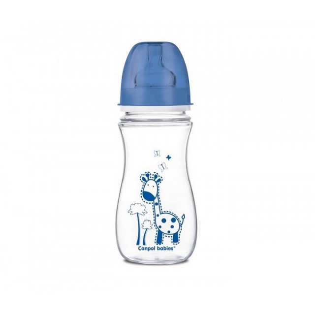 CANPOL BABY FLAŠICA ŠIROKI VRAT ANTIKOLIK EASY START - COLORFUL ANIMALS 300ML - PLAVA