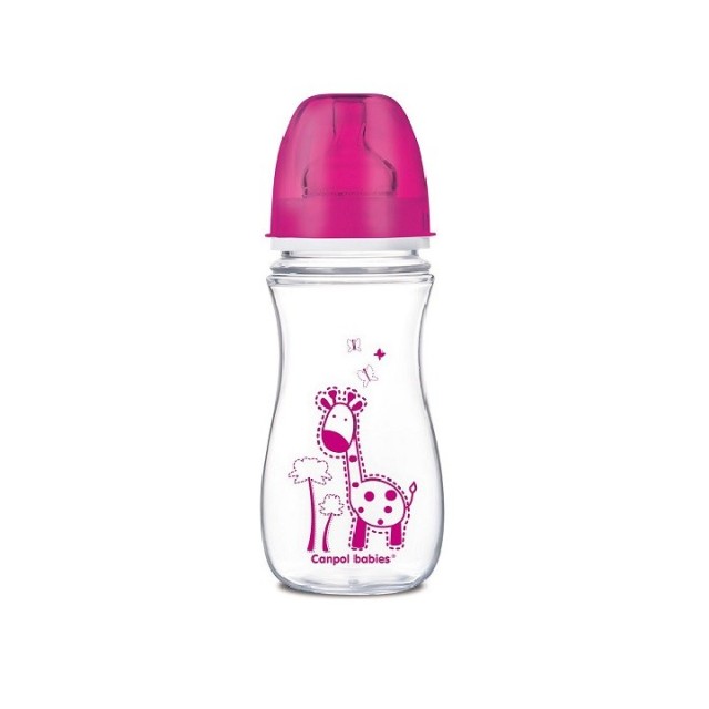 CANPOL BABY FLAŠICA ŠIROKI VRAT ANTIKOLIK EASY START - COLORFUL ANIMALS 300ML - ROZE