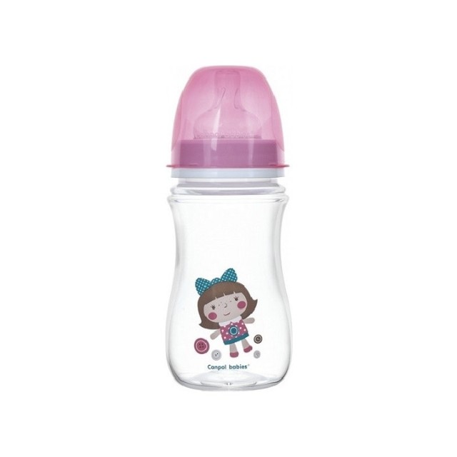 CANPOL BABY FLAŠICA ŠIROKI VRAT ANTIKOLIK EASY START - TOYS DOLL (ROZE) 240ML