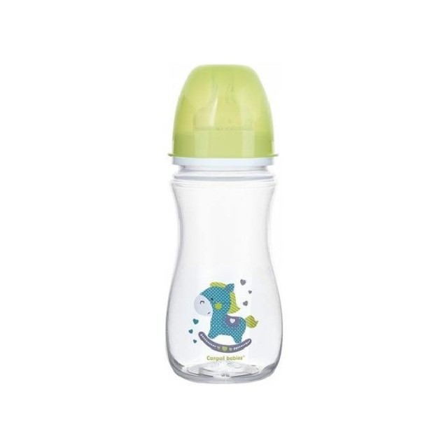 CANPOL BABY FLAŠICA ŠIROKI VRAT ANTIKOLIK EASY START - TOYS HORSE (ZELENA) 300ML