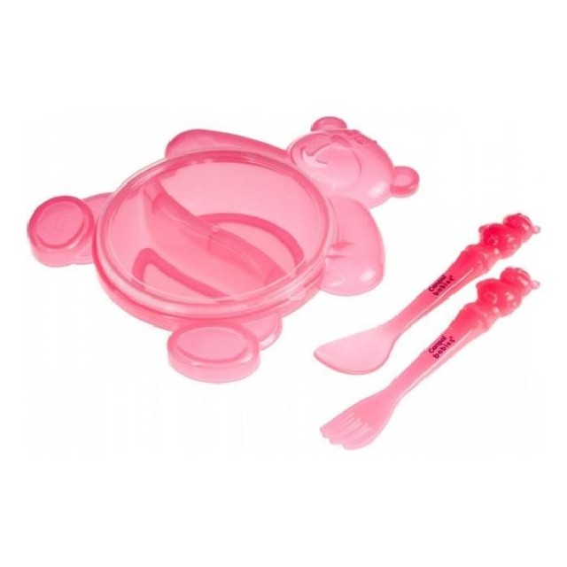 CANPOL BABY SET ZA HRANJENJE - HAPPY BEAR ROZE 140ML