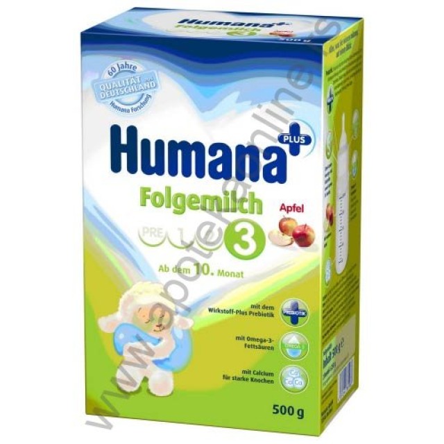 HUMANA MLEKO 3 PB JABUKA 500g, OD 10. MESECA