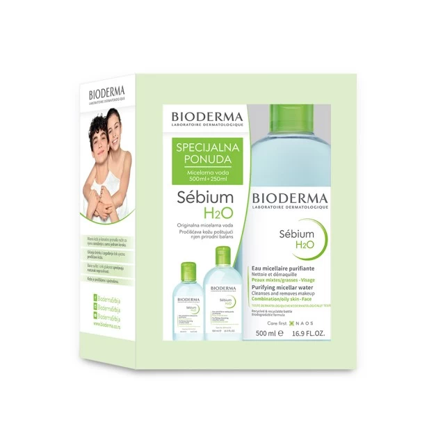 BIODERMA SET SEBIUM H2O MICELARNA VODA 500ML+250ML