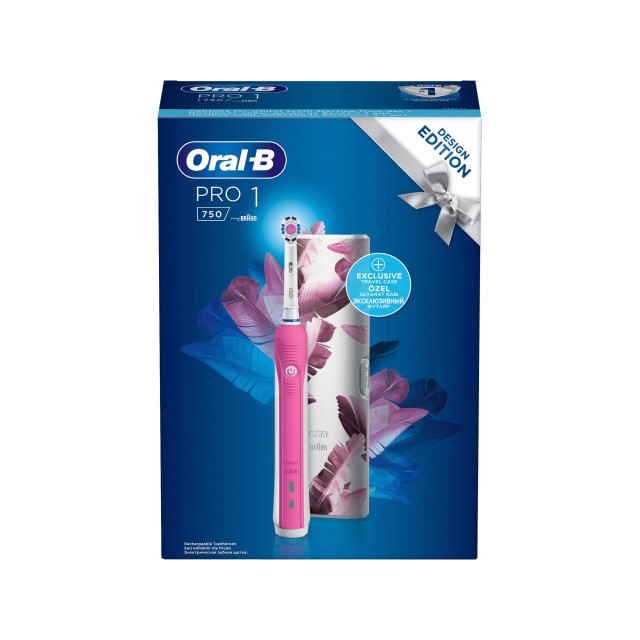 ORAL B PRO1 750 PINK ELEKTRIČNA ČETKICA ZA ZUBE PLUS PUTNA TORBICA