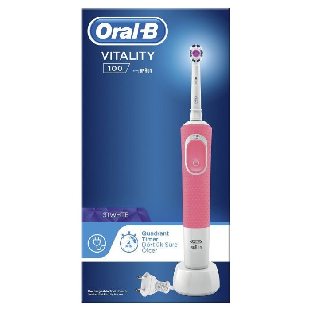 ORAL-B POWER D100 VITALITY 3D WHITE PINK