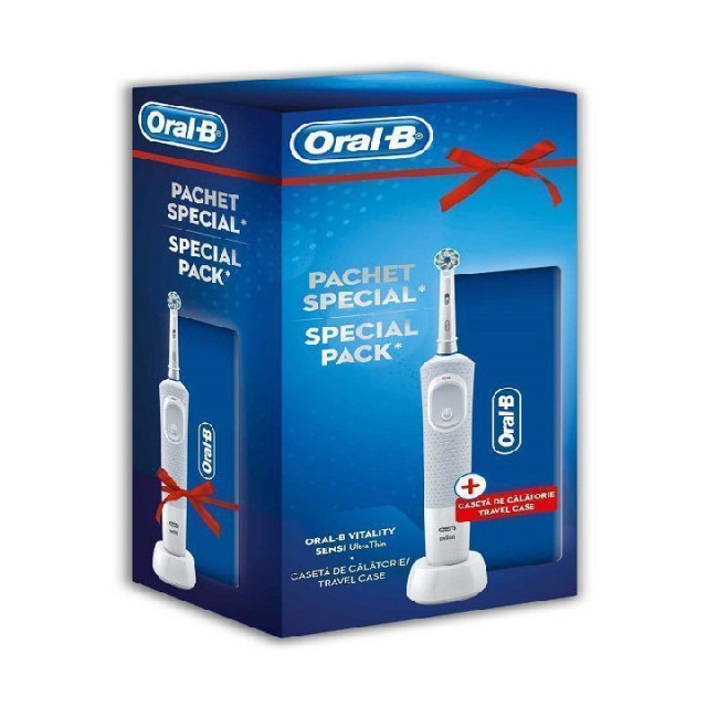 ORAL-B GIFTBOX D100 VITALITY SENSI ULTRATHIN ELEKTRIČNA ČETKICA ZA ZUBE PLUS PUTNA TORBICA