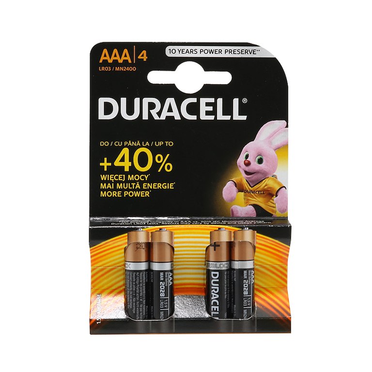 Baterija alkalna 1.5V AAA LR3 blister 4/1 Duracell (MS)