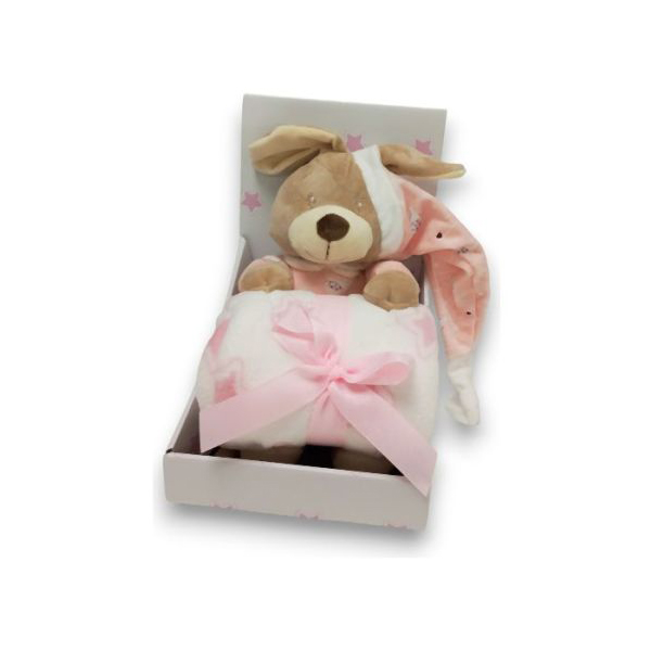 BBO Set Plišana igračka i bebi ćebence Sleepy Bear Pink 20TB0167-2PINK