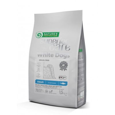 Nature's Protection White Dogs Grain Free Adult Small Breeds Haringa 1,5kg