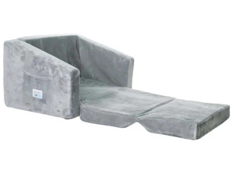 Kinder home plišana dečija sofa-krevet 2u1 siva ( 15047 )