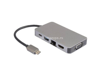 Adapter E-Green USB(C)-HDMI+VGA+2USB3+LAN+USB(C)