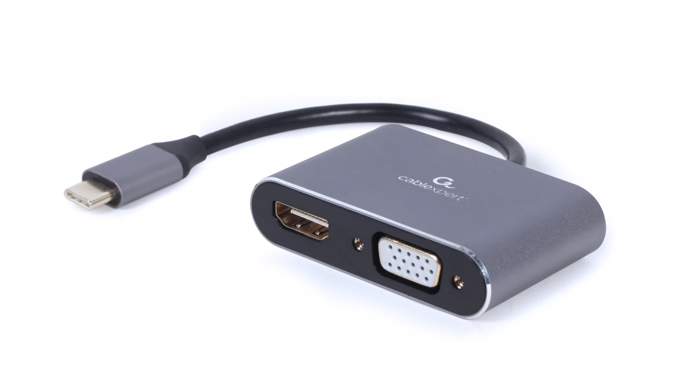 Gembird (A-USB3C-HDMIVGA-01) adapter Tip-C (muški) na HDMI (ženski)+VGA (ženski) sivi
