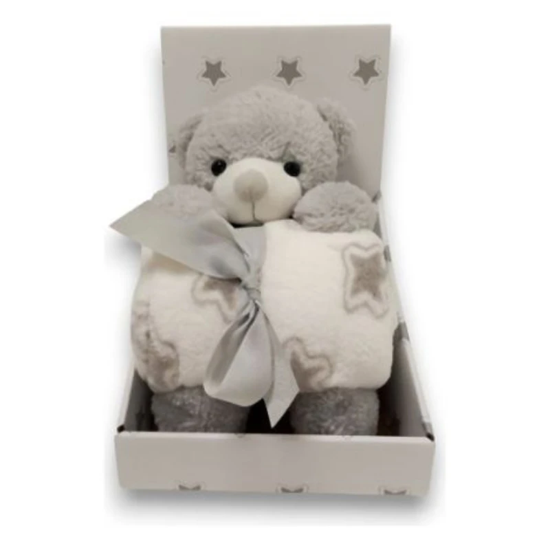 BBO set plišana igračka + ćebence Bear Grey