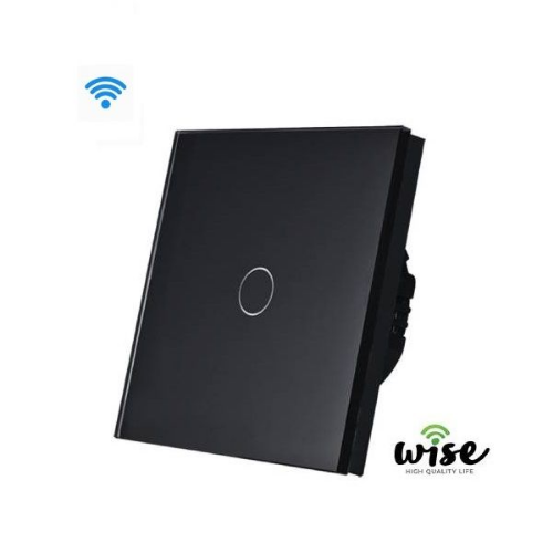 Wise prekidač WiFi stakleni panel - 1 taster, crni