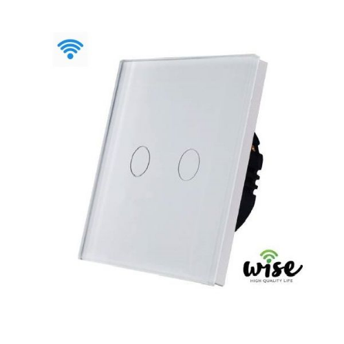 Wise prekidač WiFi stakleni panel - 2 tastera, beli