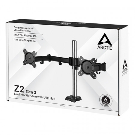 Nosač za monitor ARCTIC Z2 (Gen 3) Desk Mount Dual Monitor Arm with USB Hub, AEMNT00053A