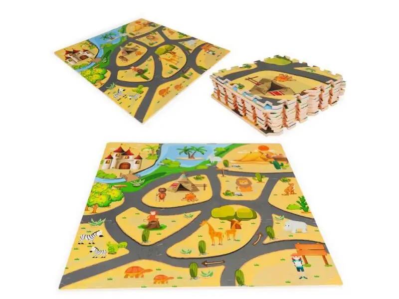 ECO TOYS PODLOGA ZA IGRU ZA DECU SAFARI PUZZLE 9 ELEMENATA 93X93CM
