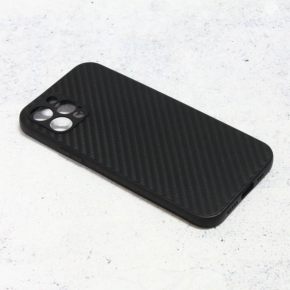 Maska za telefon Carbon fiber za iPhone 12 Pro 6.1 crna