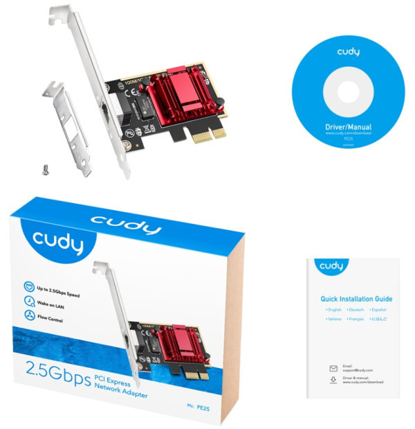 Cudy PE25 2.5Gbps PCI Express Network Adapter, RTL8125