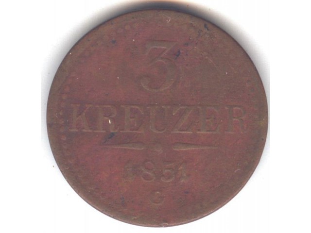 Austrija 3 kreuzer 1851 G
