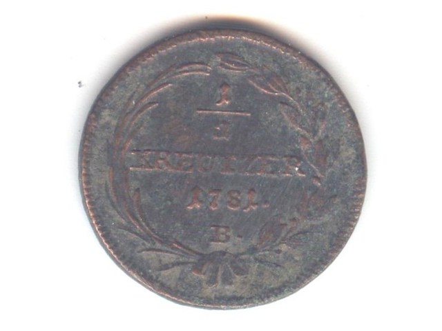 Austrija 1/2 kreuzer 1781 B