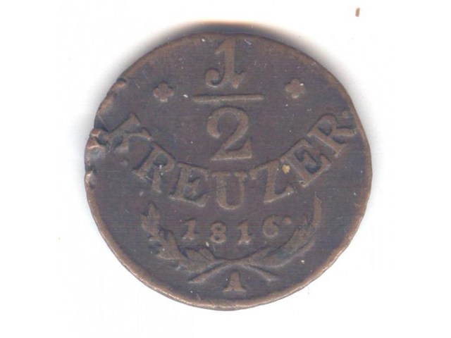 Austrija 1/2 kreuzer 1816 A